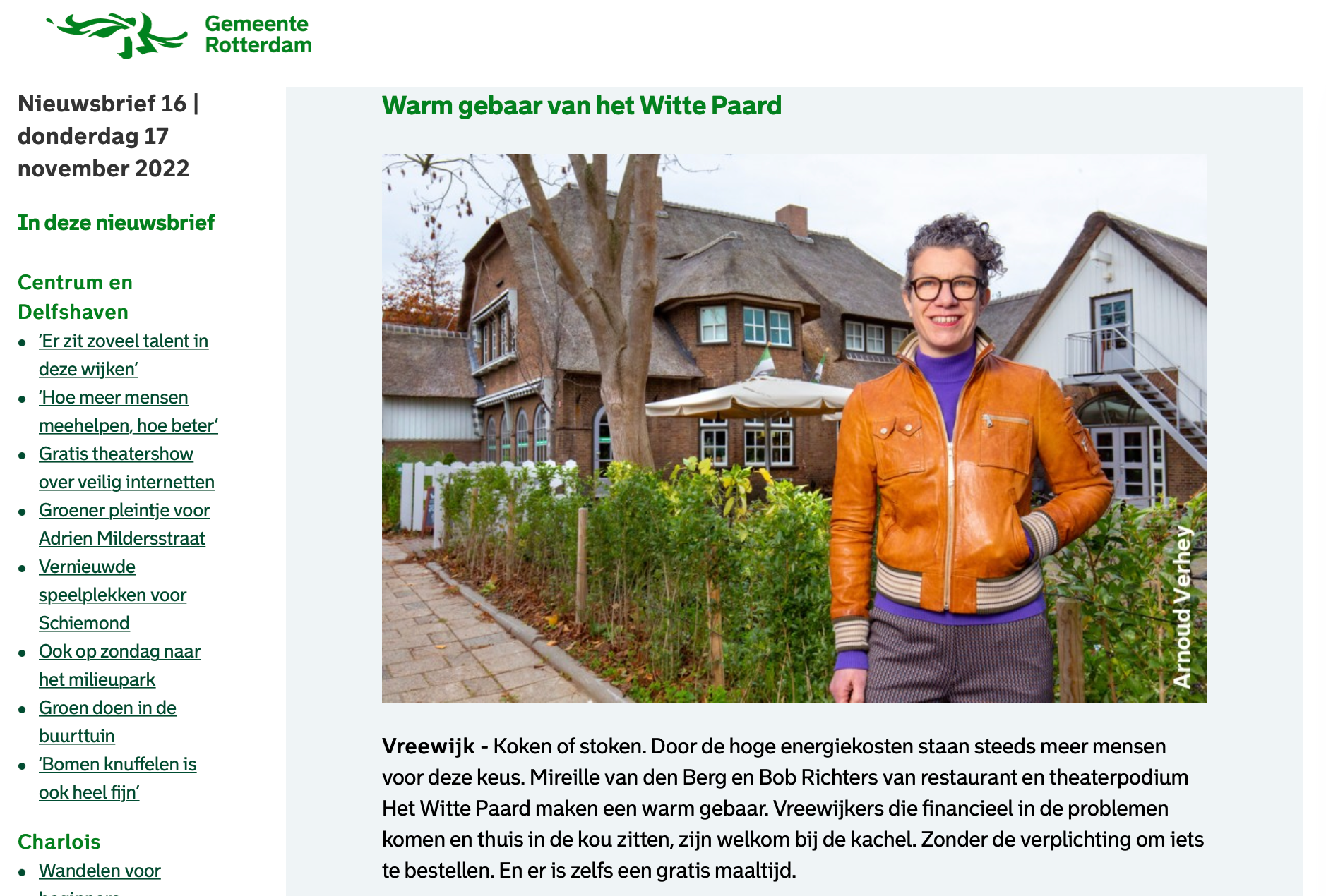 Warm gebaar van het Witte Paard – heatandeat